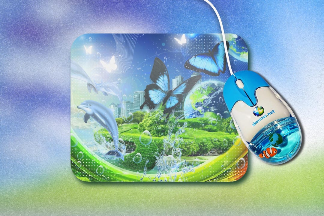 Mouse Pad Frutiger Aero Inspired Old Computer, 2000s Y2K Futurism ...