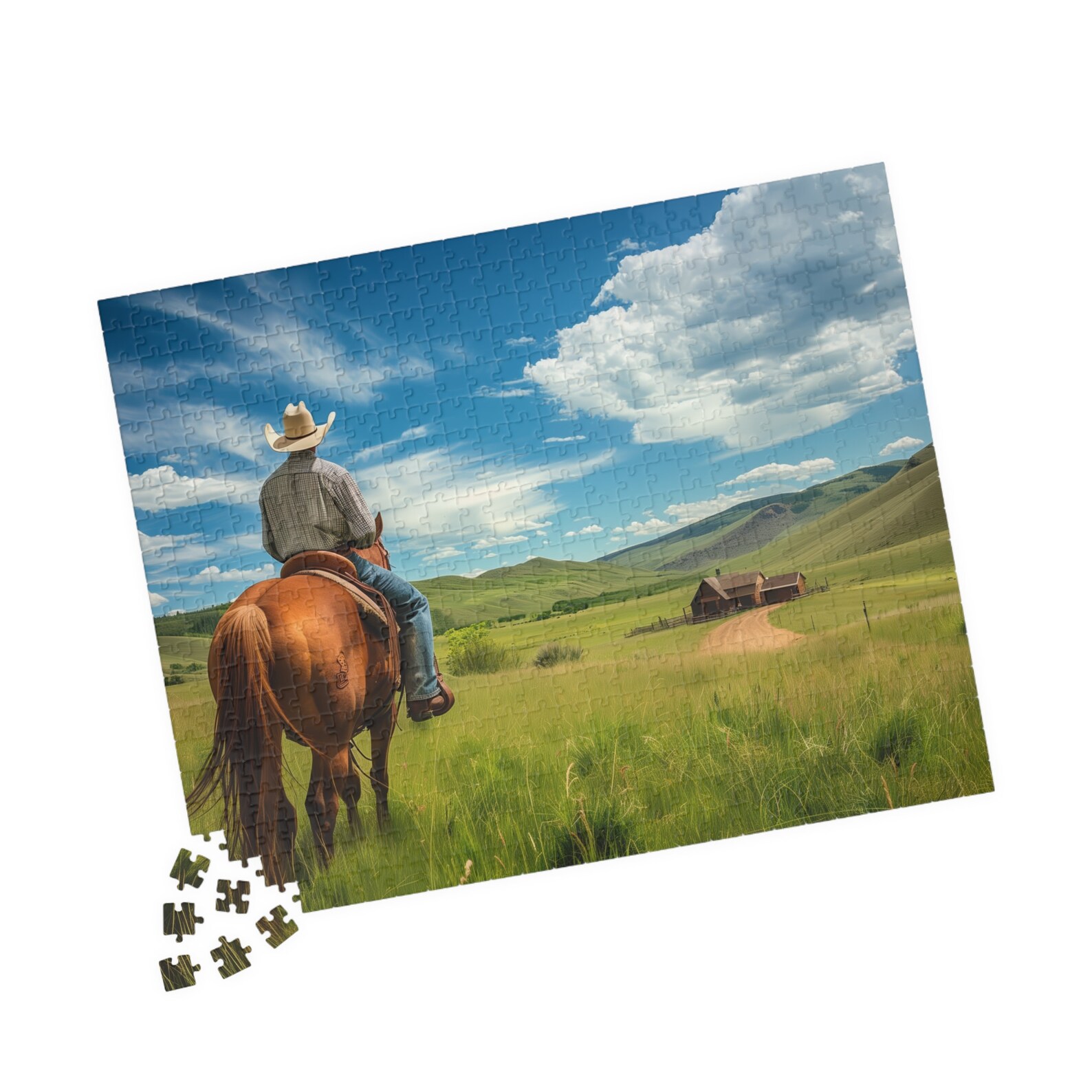 Horseback Riding Cowboy - Jigsaw Puzzle - 252, 520 Piece - Family ...