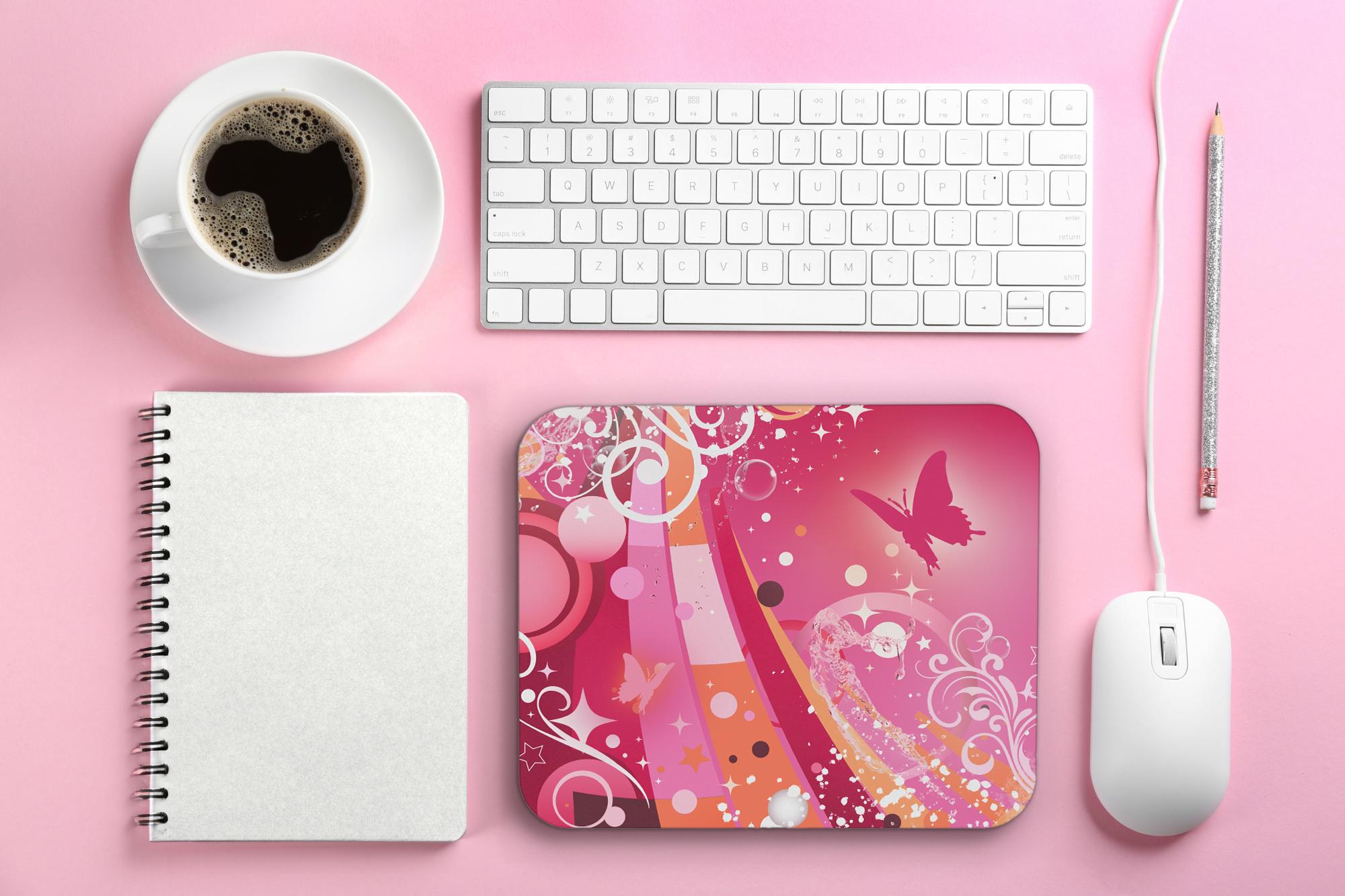 Frutiger Metro Pink and Orange Swirl Mouse Pad, 9x8 Computer Aesthetic ...