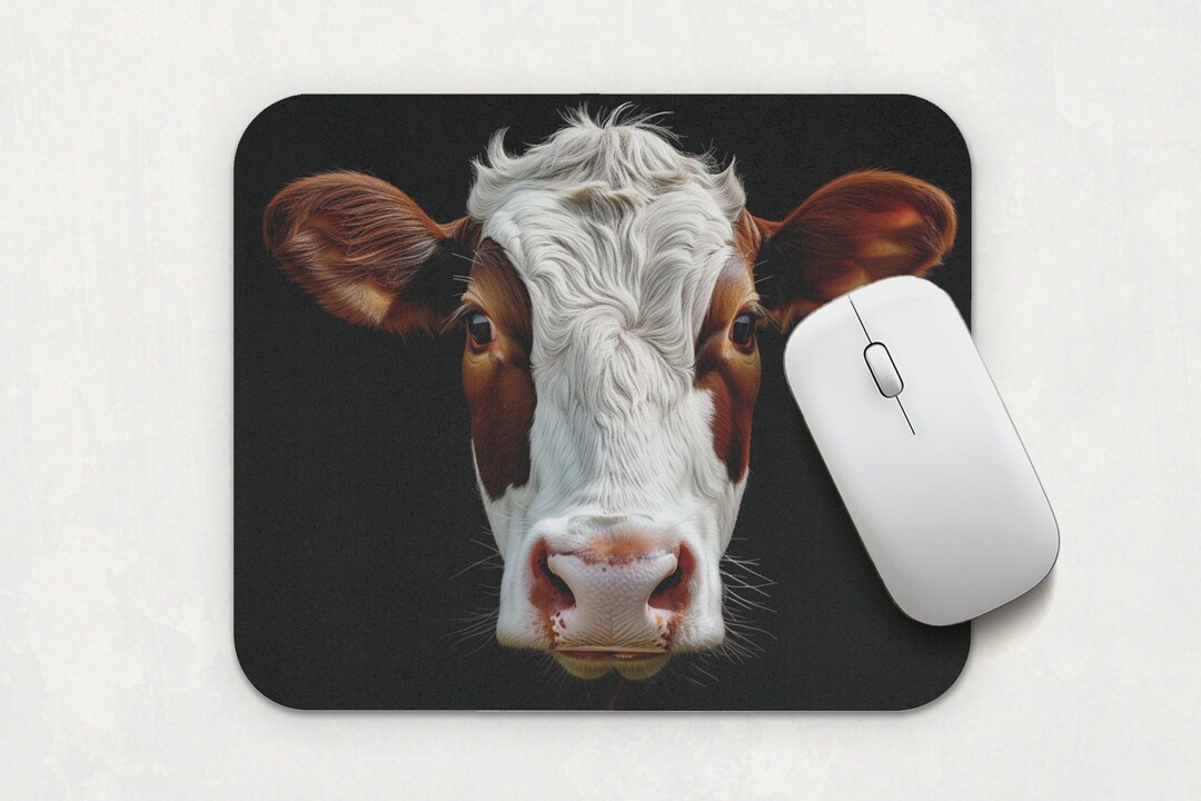 Brown and White Cow Mouse Pad, Computer Desk Office Study, Cute Funny ...