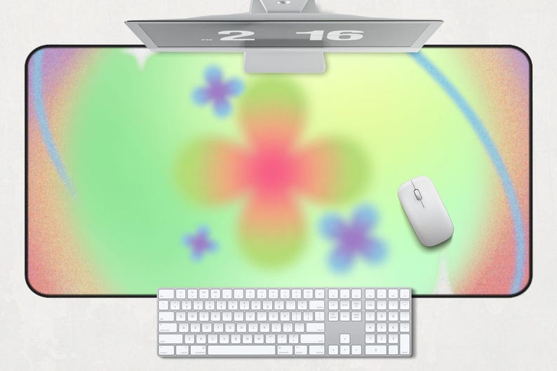 Pastel Green Y2K Gradient Flower Desk Mat, Soft Girl 2000s Aesthetic ...