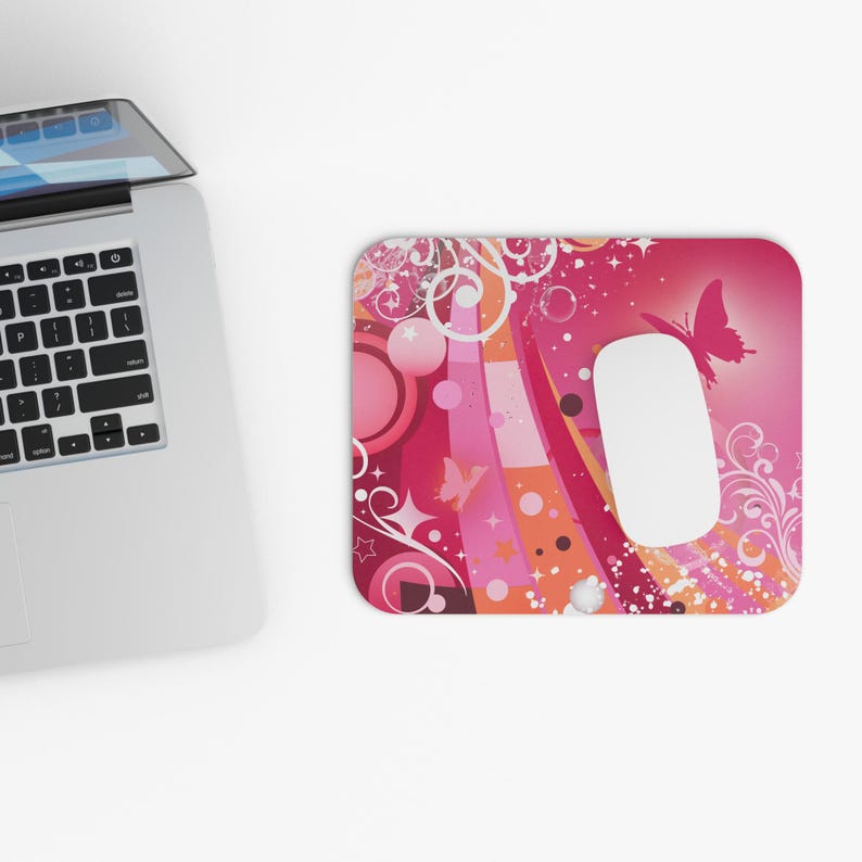 Frutiger Metro Pink and Orange Swirl Mouse Pad, 9x8 Computer Aesthetic ...