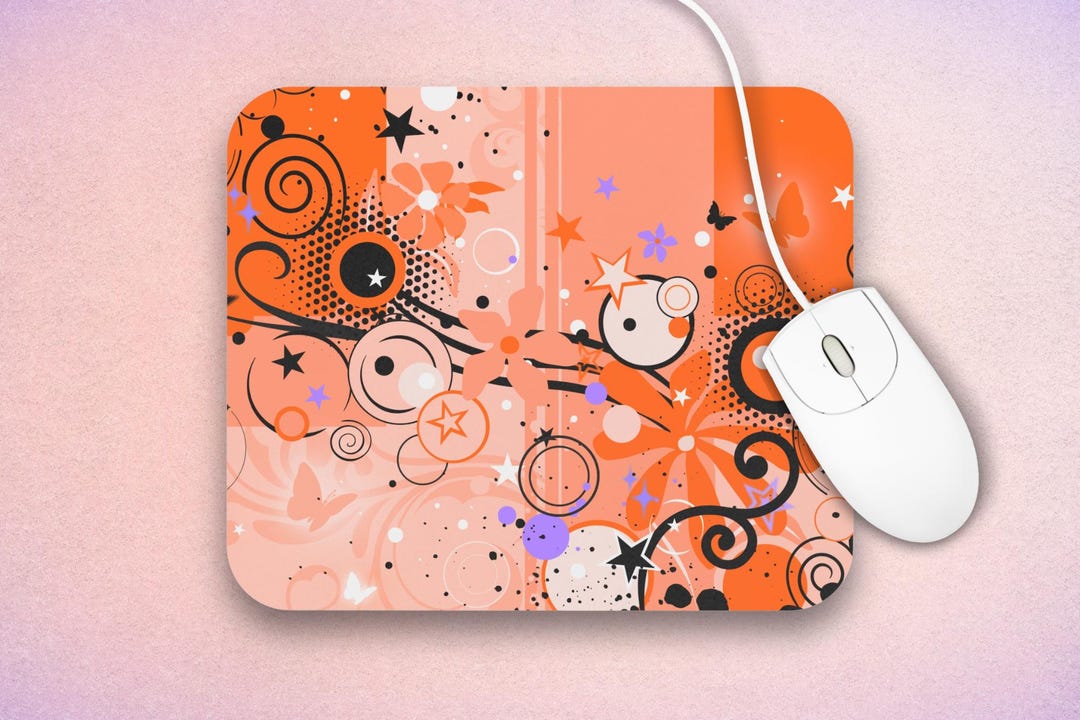 Frutiger Metro Orange and Purple Swirl Mouse Pad, 9x8 Computer ...