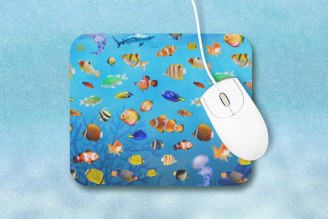 Underwater Fish Mouse Pad, Frutiger Aero Y2K Office Gaming (9x8") - Etsy