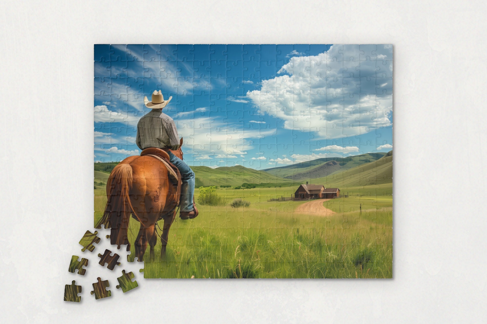 Horseback Riding Cowboy - Jigsaw Puzzle - 252, 520 Piece - Family ...