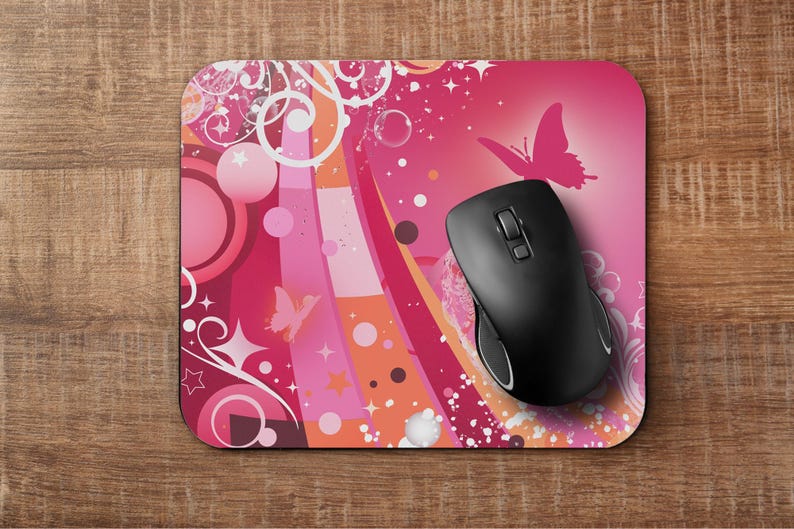 Frutiger Metro Pink and Orange Swirl Mouse Pad, 9x8 Computer Aesthetic ...