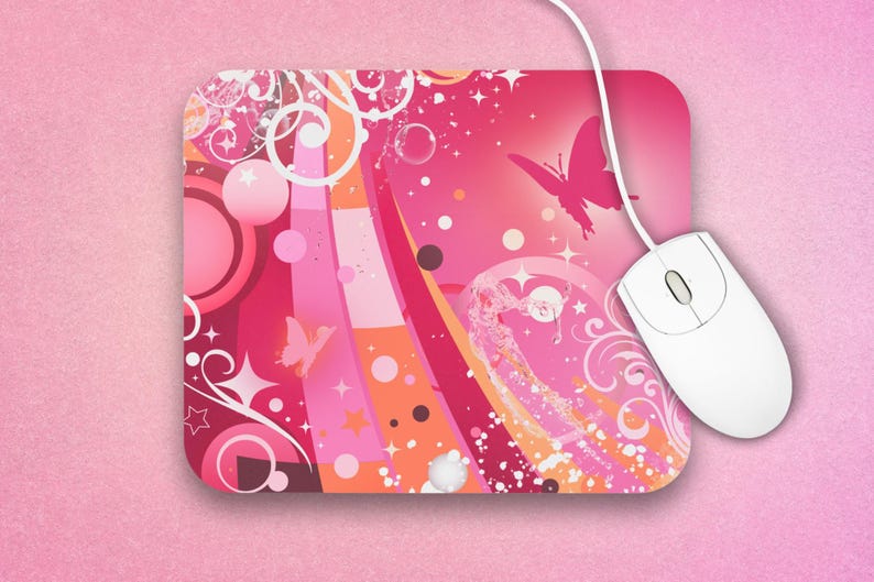 Frutiger Metro Pink and Orange Swirl Mouse Pad, 9x8 Computer Aesthetic ...