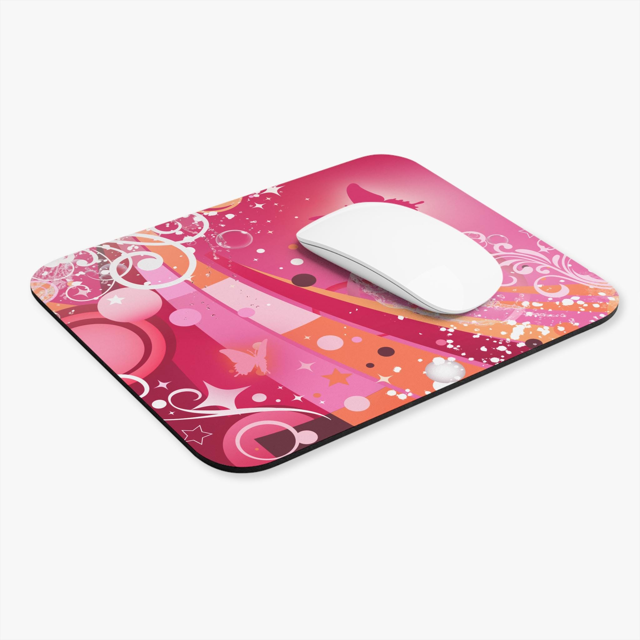Frutiger Metro Pink and Orange Swirl Mouse Pad, 9x8 Computer Aesthetic ...
