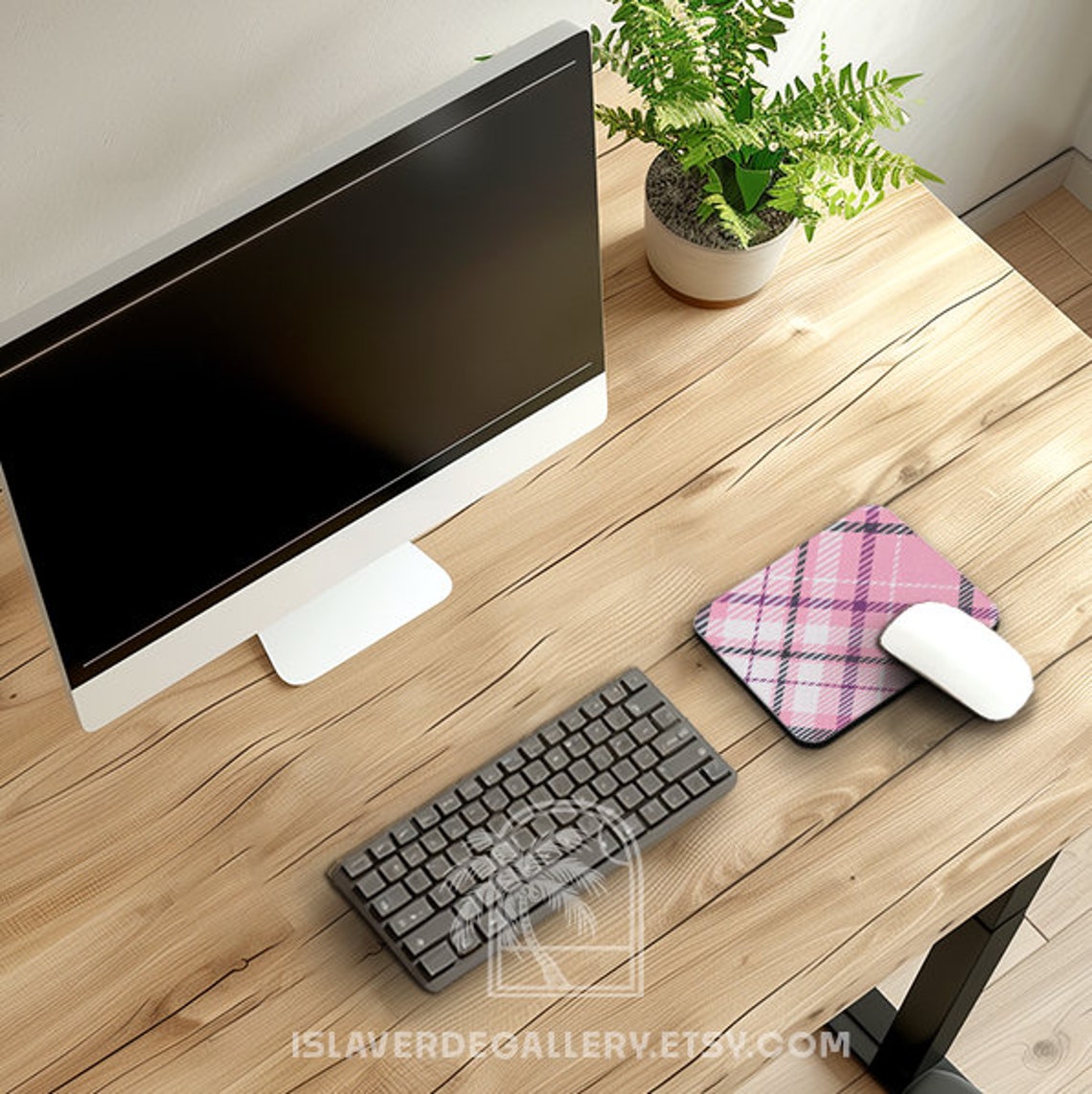 Mouse Pad Pastel Pink Y2k Inspired Vintage Floral Pattern, Checker, 2000s Retro Aesthetic, Back ...