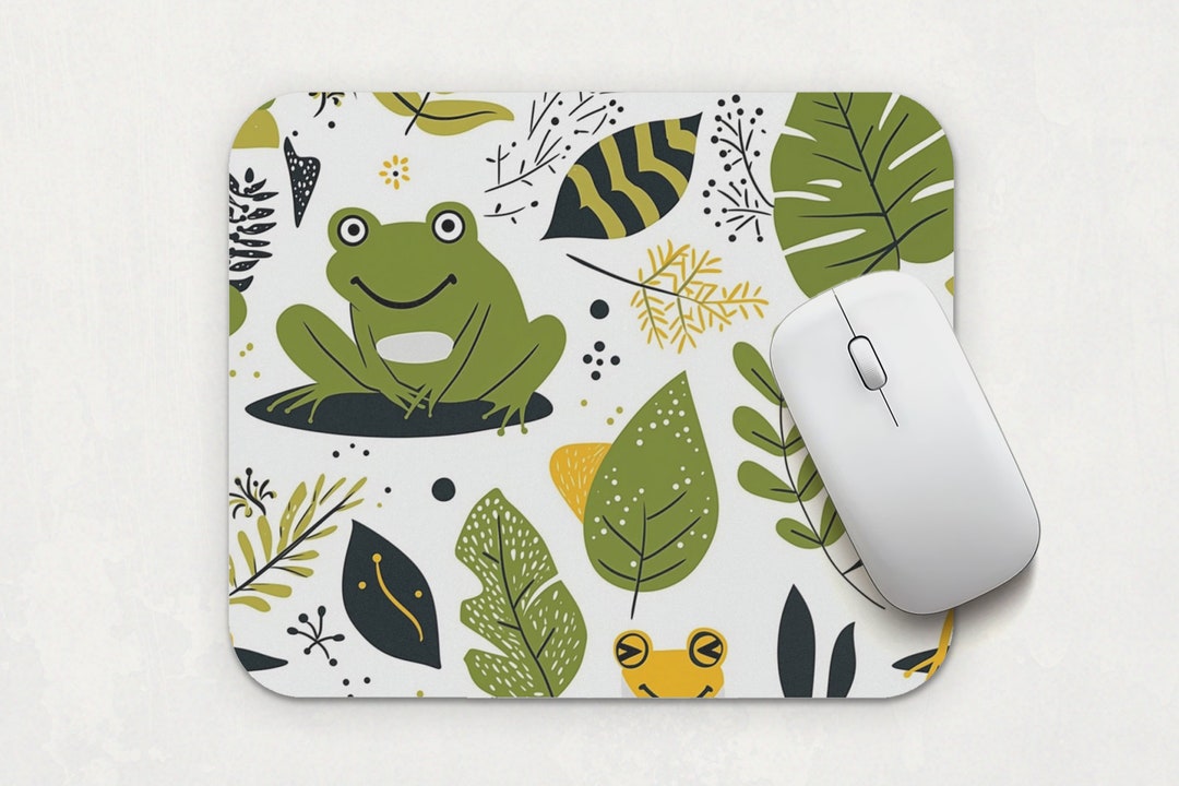 Cute Frogs With Leaves Mouse Pad, Computer Desk Office Study, Cute ...
