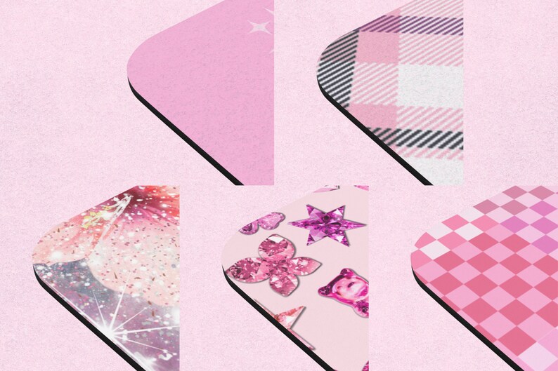 Mouse Pad Pastel Pink Y2k Inspired Vintage Floral Pattern, Checker ...
