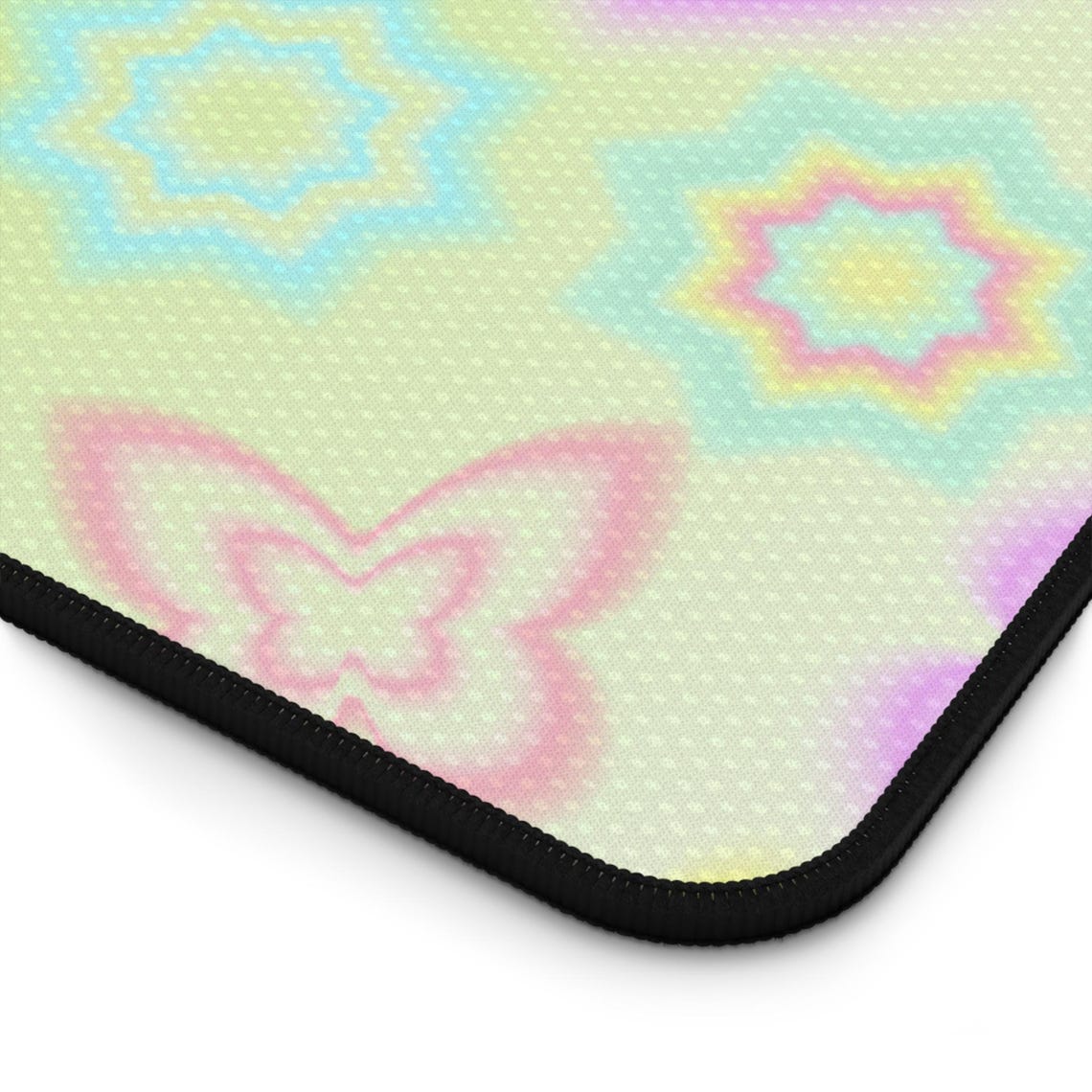 Pastel Green Y2K Flower & Butterfly Pattern Desk Mat, Soft Girl 2000s ...