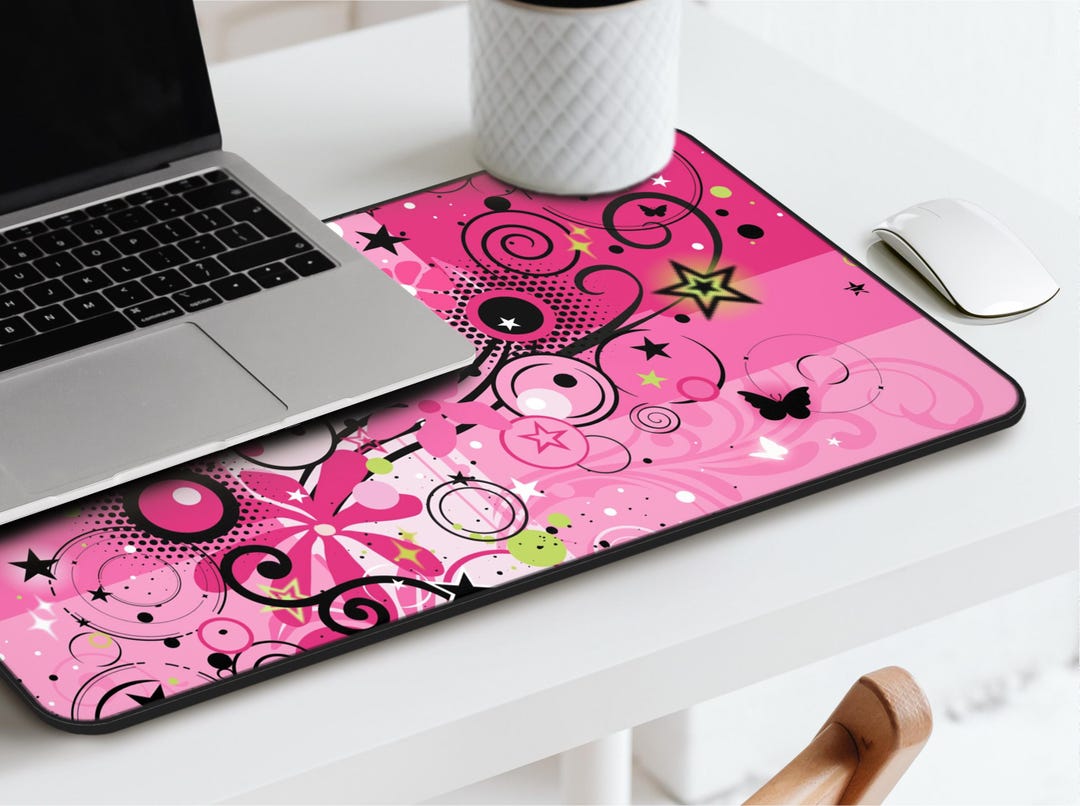 Frutiger Metro Computer Desk Mat, Home Office Gaming, Y2K Vectorbloom ...