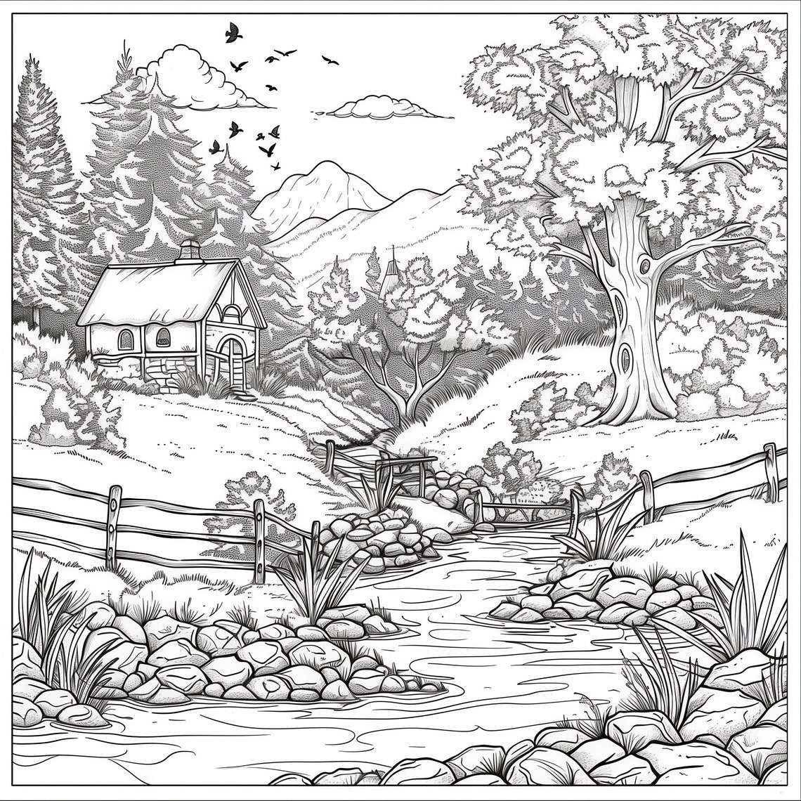 Printable Landscape Coloring Pages - Etsy