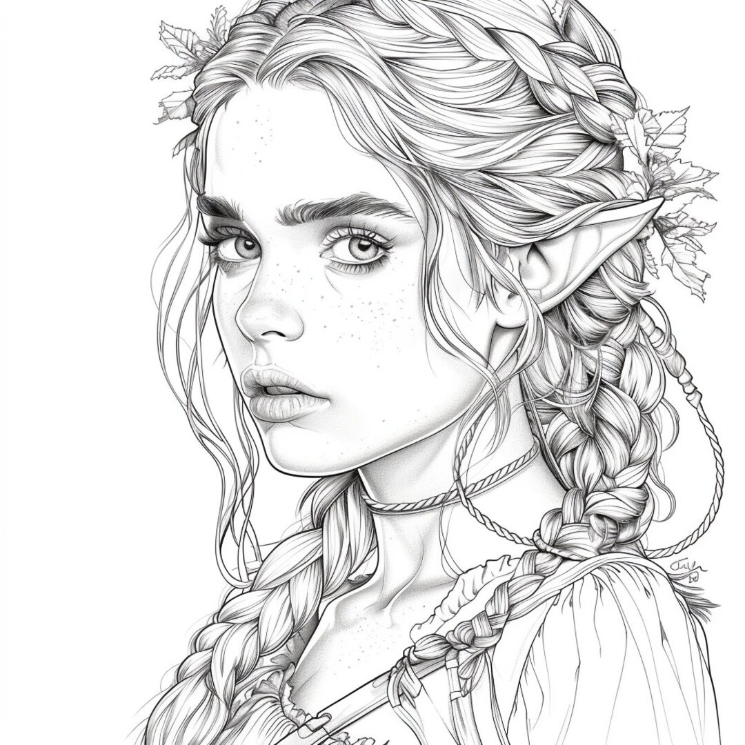 Coloring Book Fantasy Elf Girls - Etsy