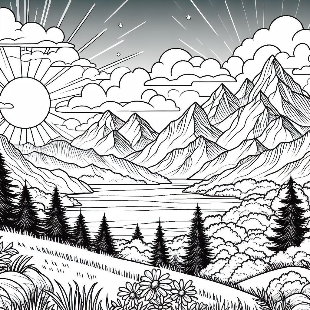 Printable Landscape Coloring Pages - Etsy