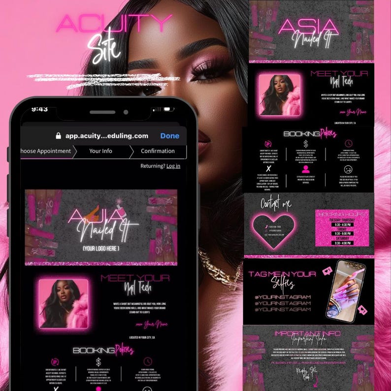 Pink Acuity Scheduling Template, Nail Tech Acuity Scheduling, Acuity ...