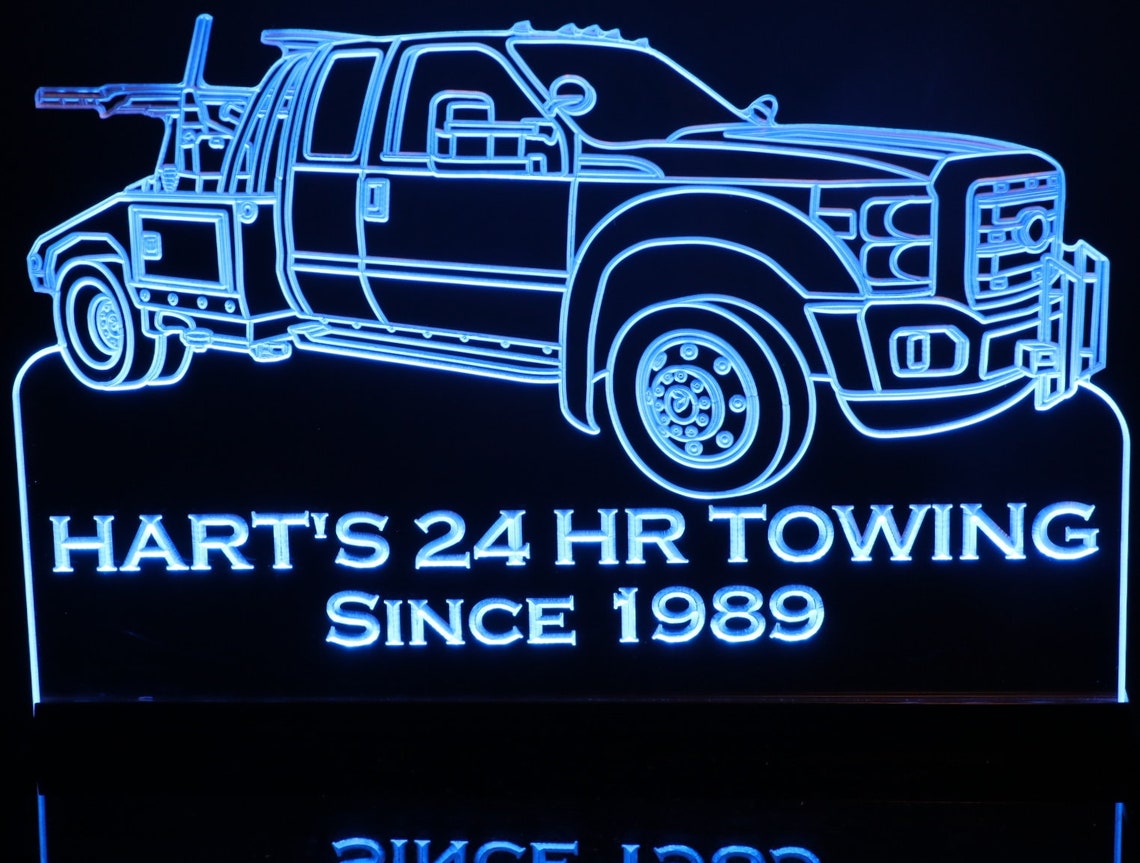 Wrecker Tow Truck Customizable LED Lighted Sign Plaque 7091 Made in USA ...