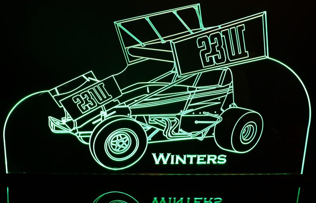 Customizable Gift Man Cave Sprint Wing Car Racing LED Lighted Sign ...