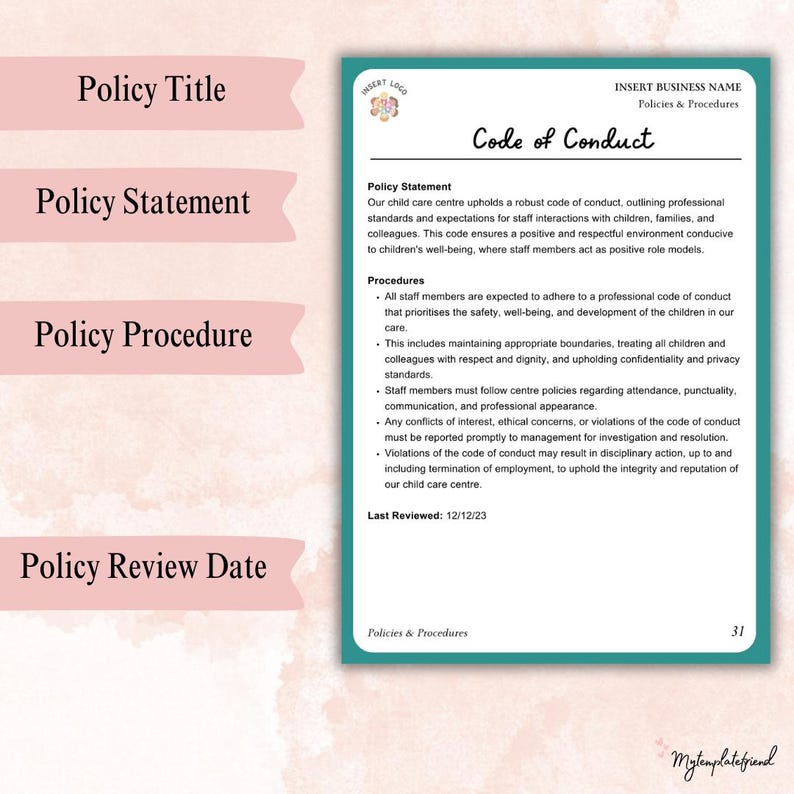 Child Care Policies and Procedures Complete Template - Editable and ...