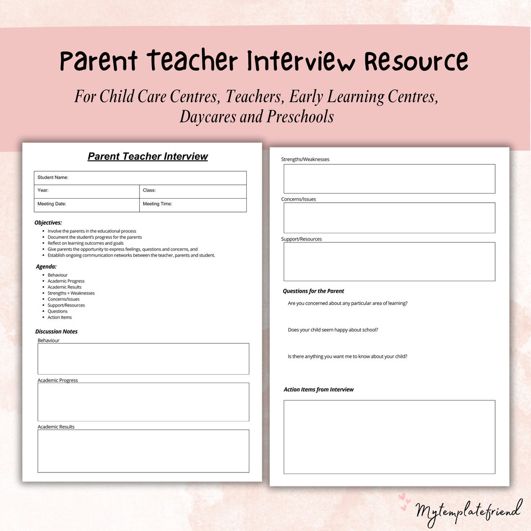 Parent Teacher Interview Resource - Download Template, Interview ...