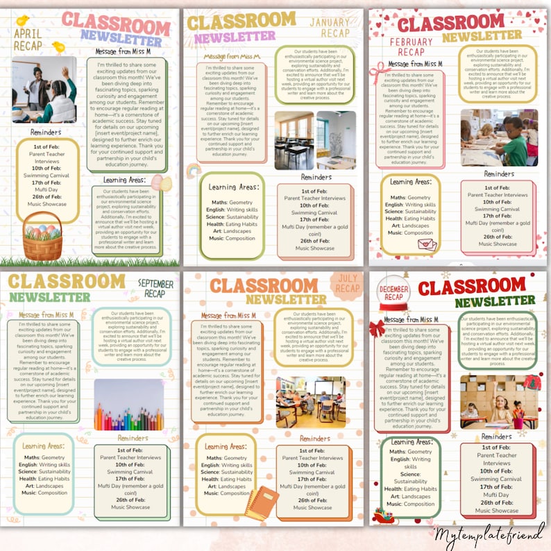 Teacher Newsletter Template - Monthly Classroom News, Childcare News - Etsy