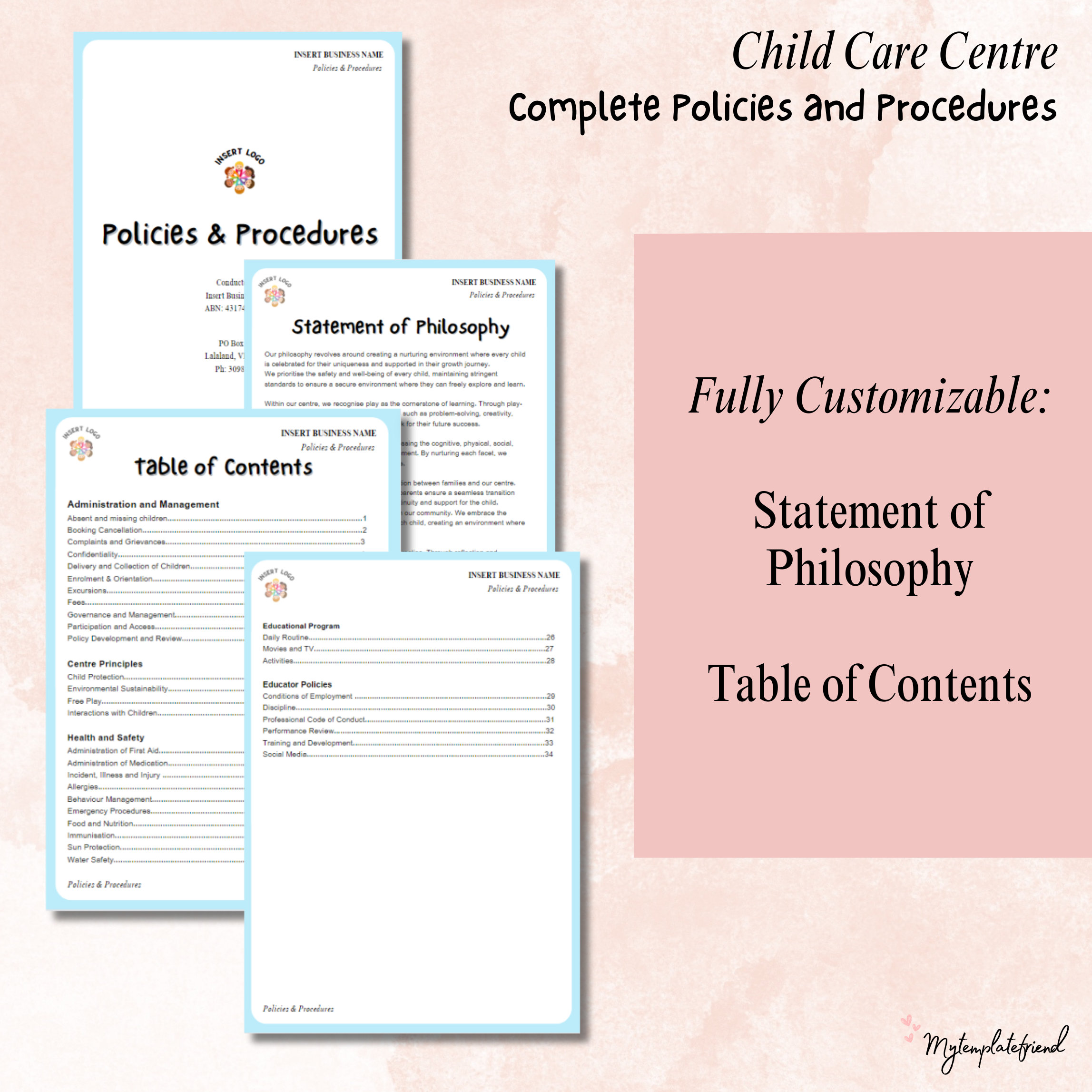 Child Care Policies and Procedures Complete Template - Etsy