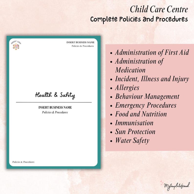 Child Care Policies and Procedures Complete Template - Editable and ...