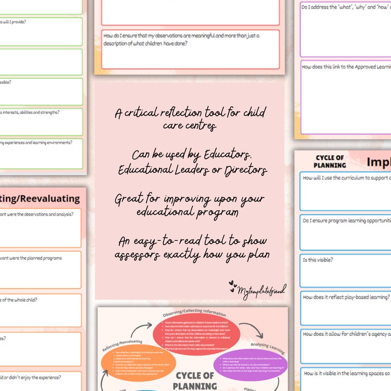 Child Care Educational Program Cycle of Planning Template - Etsy