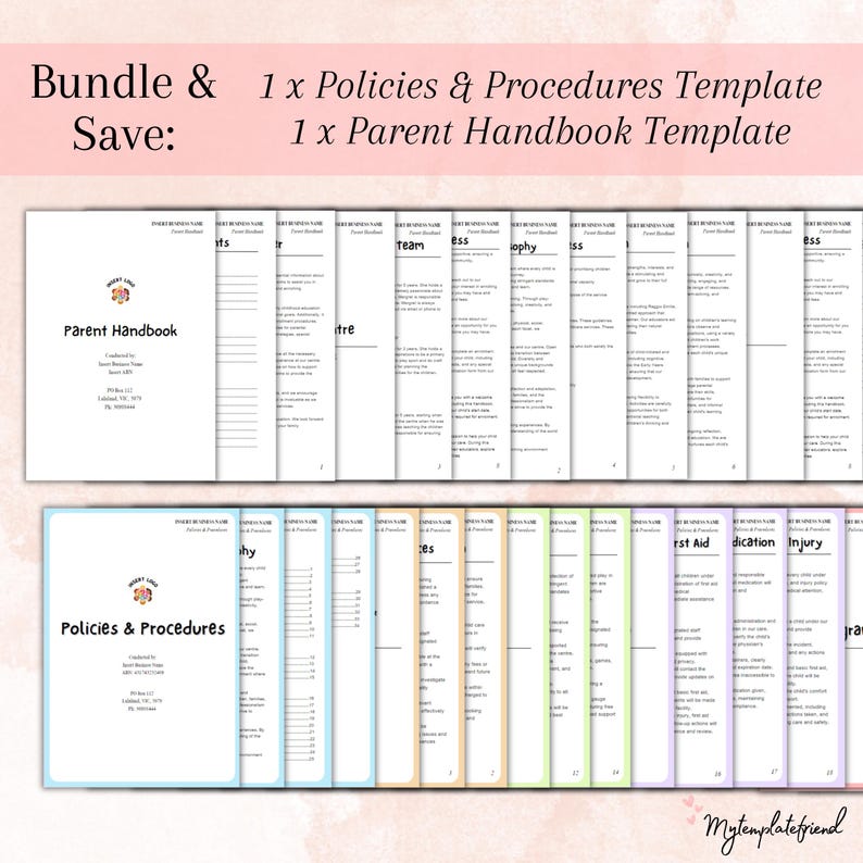 Policies & Handbook Bundle - Childcare Template Forms Download, Edit in ...