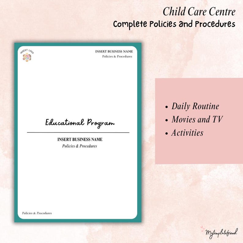Child Care Policies and Procedures Complete Template - Editable and ...