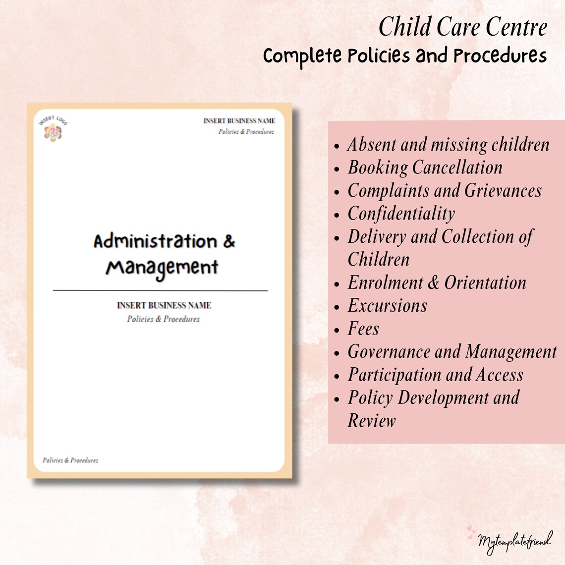 Child Care Policies and Procedures Complete Template - Etsy