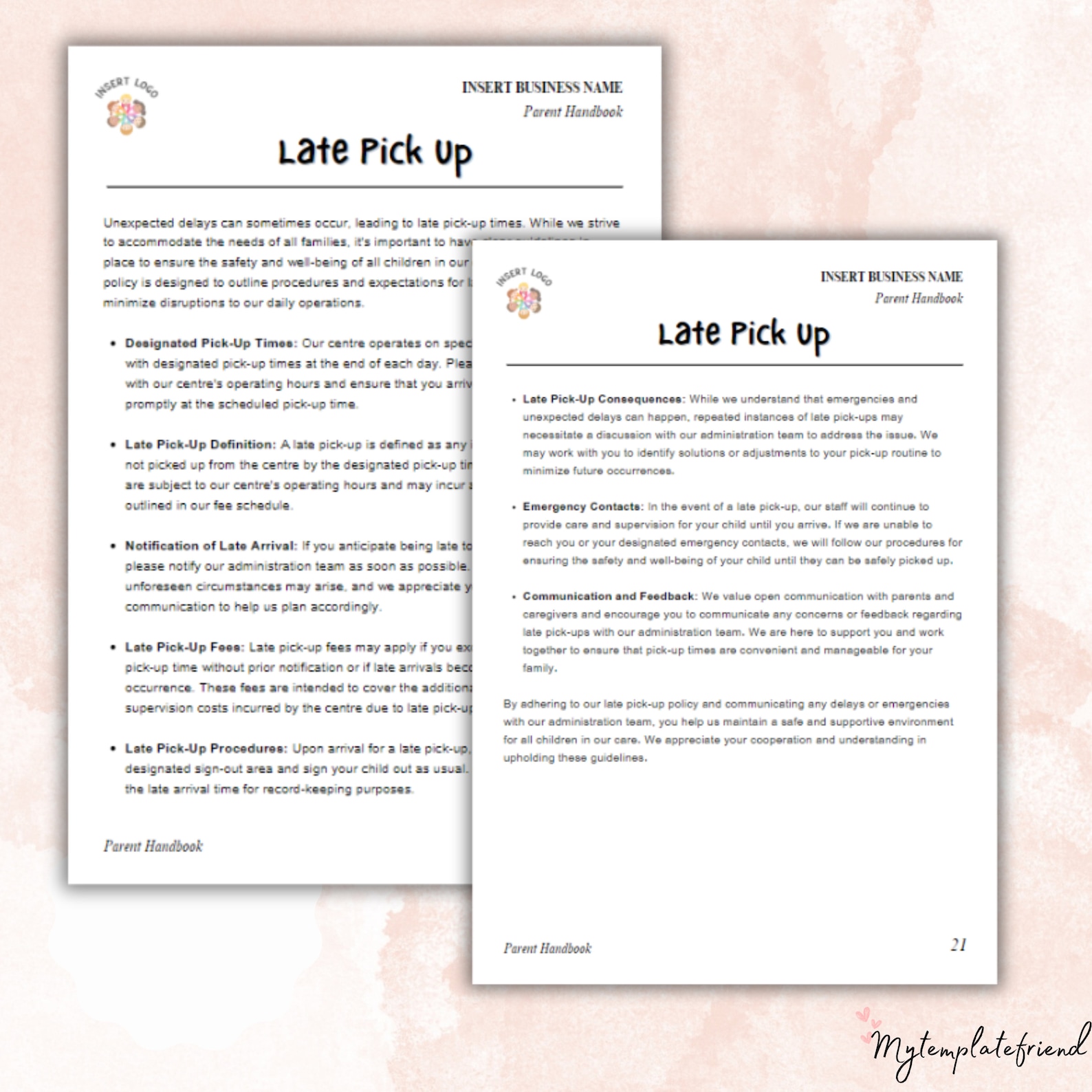 Parent Handbook - Childcare Centre Template - Etsy