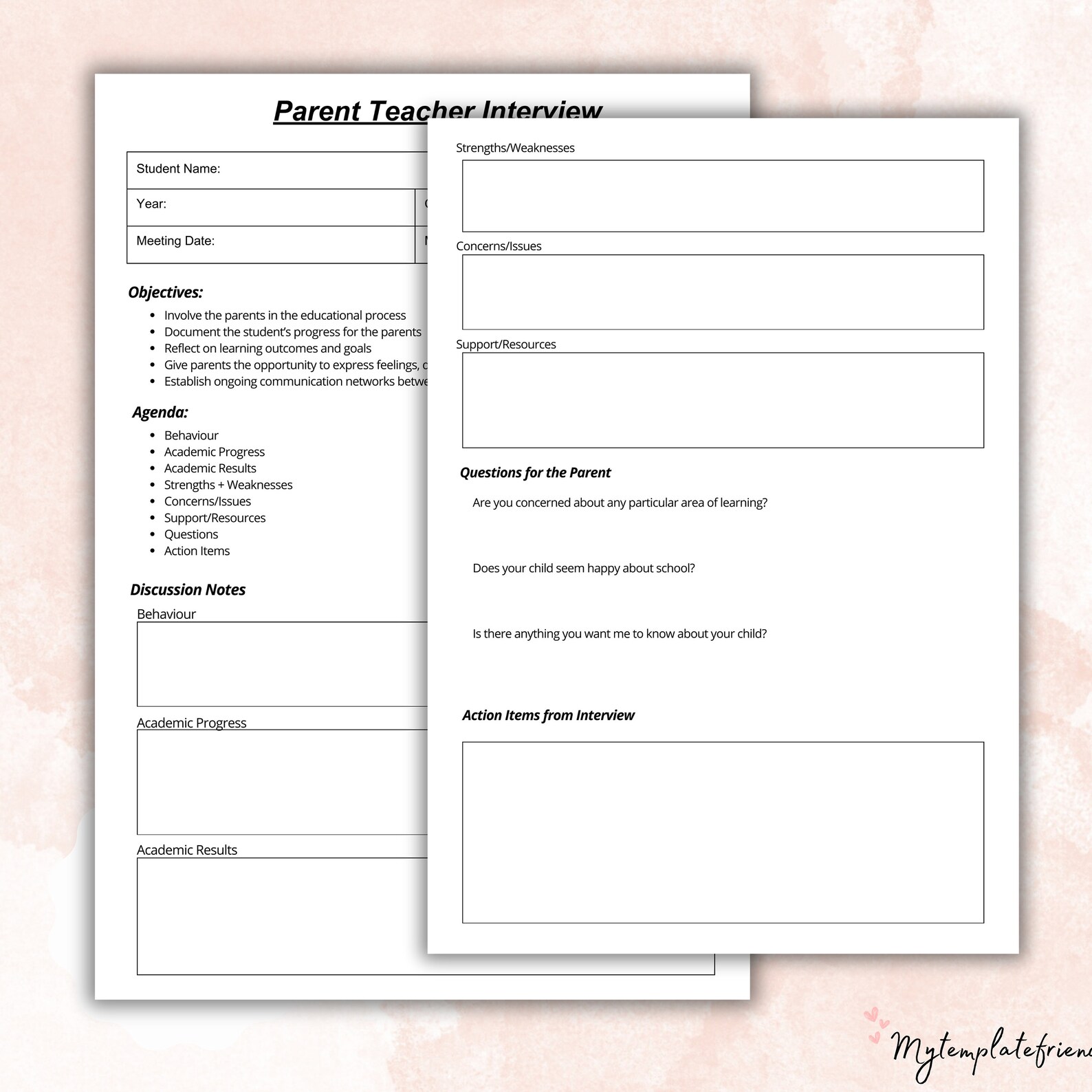 Parent Teacher Interview Resource - Download Template, Interview ...