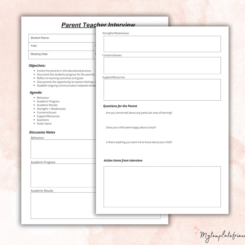 Parent Teacher Interview Resource - Download Template, Interview ...