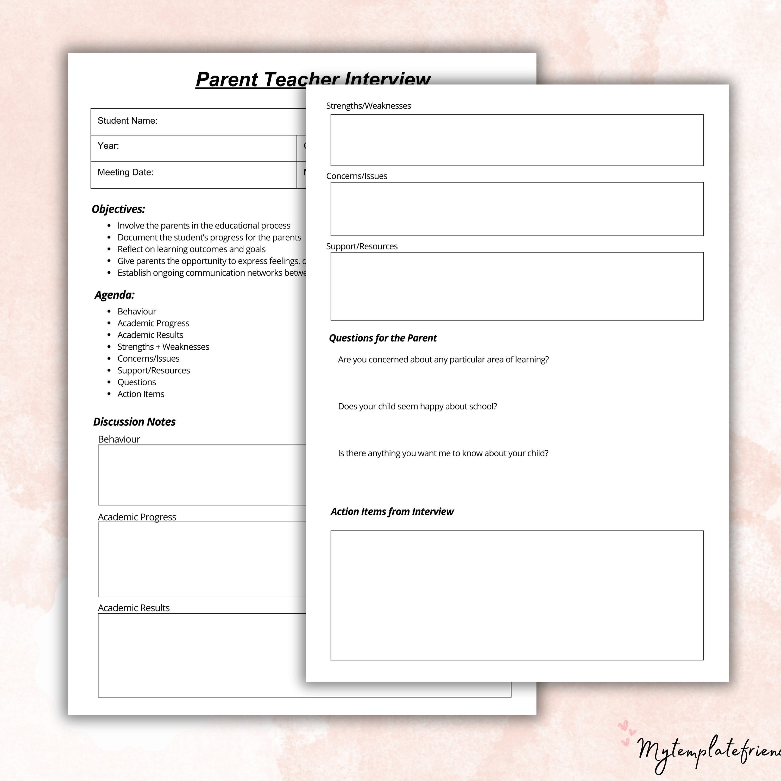 Parent Teacher Interview Resource - Download Template, Interview ...