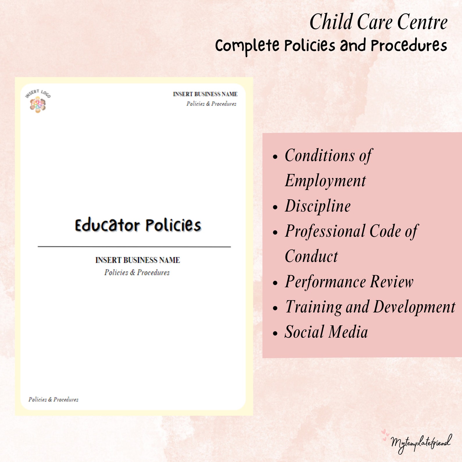 Child Care Policies and Procedures Complete Template - Etsy