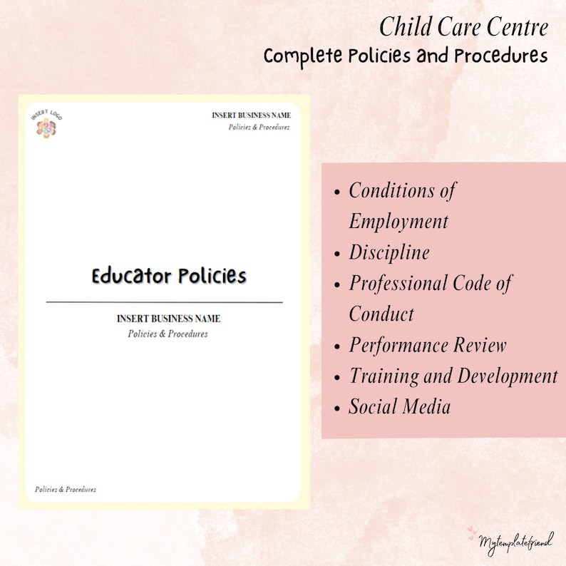 Child Care Policies and Procedures Complete Template - Etsy