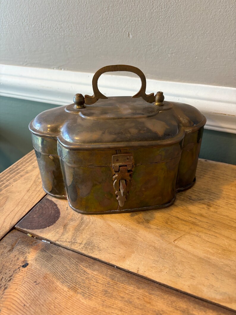 Vintage Aged Brass Container - Etsy