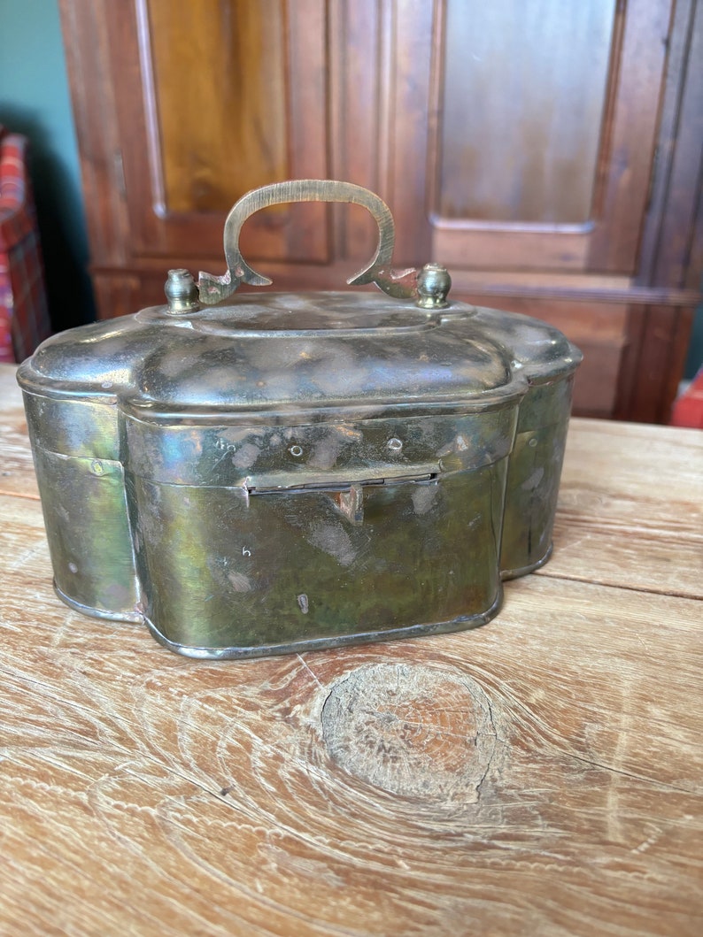 Vintage Aged Brass Container - Etsy