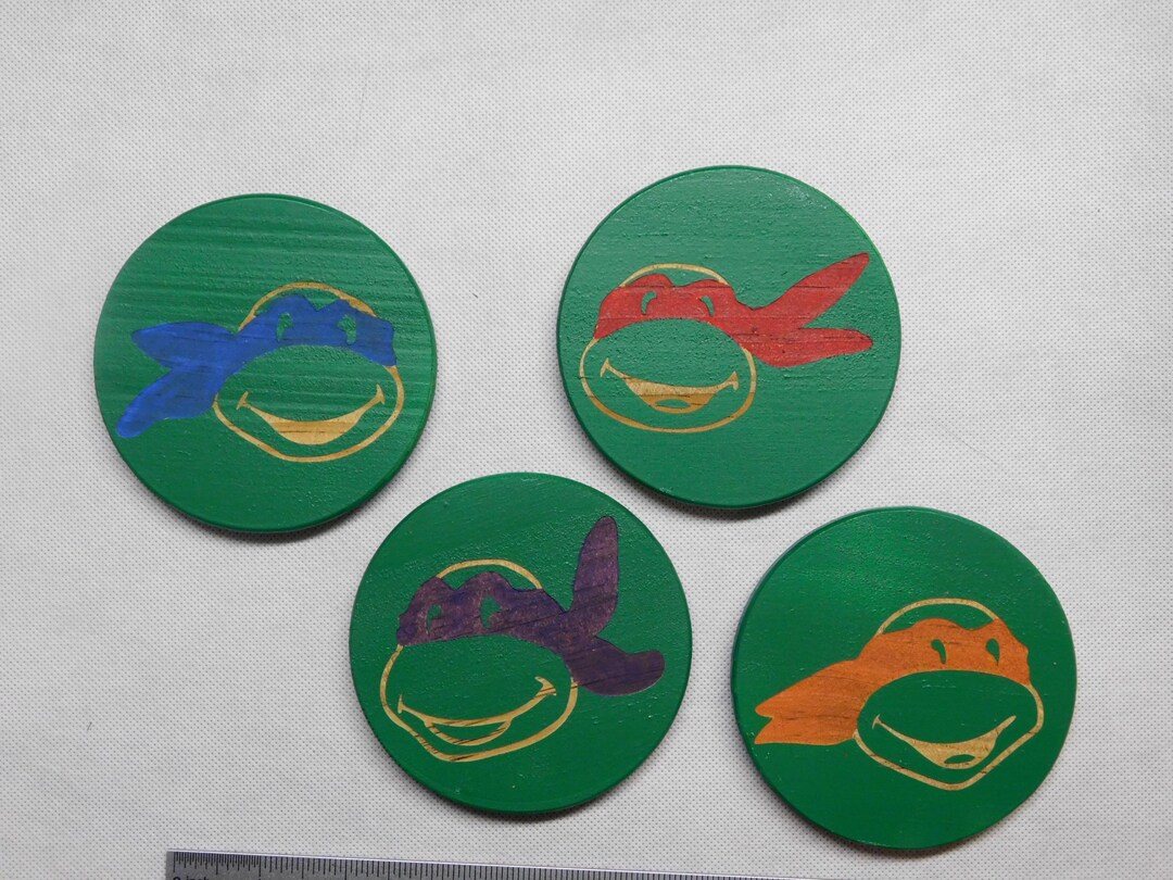 Laser Engraved TMNT Wooden Coaster Set - Etsy