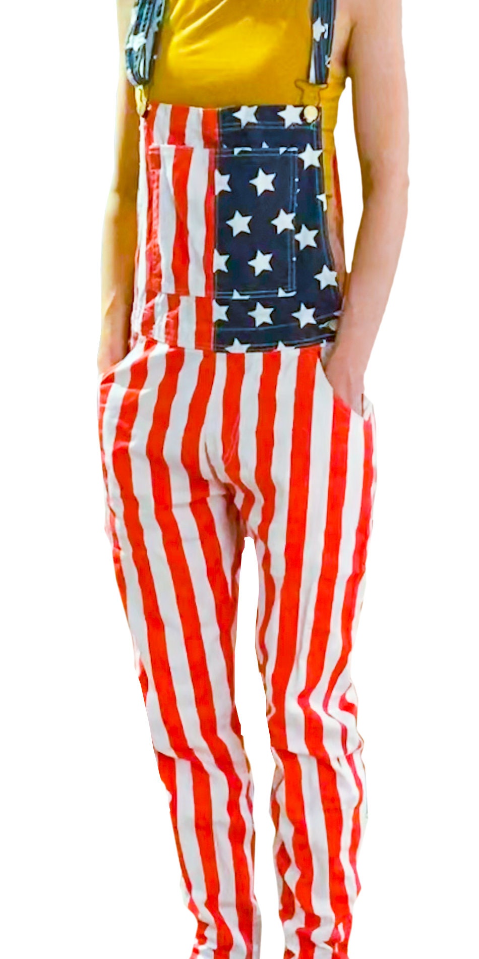 American Flag Overalls Stylish Slim Fit 4th of July Women's Overalls ...