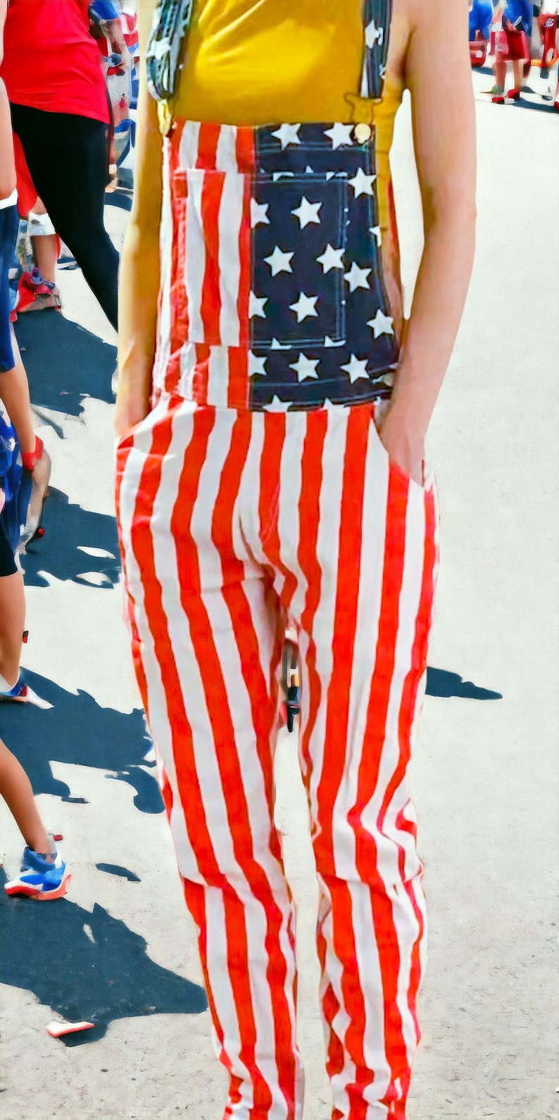 American Flag Overalls Stylish Slim Fit 4th of July Women's Overalls ...
