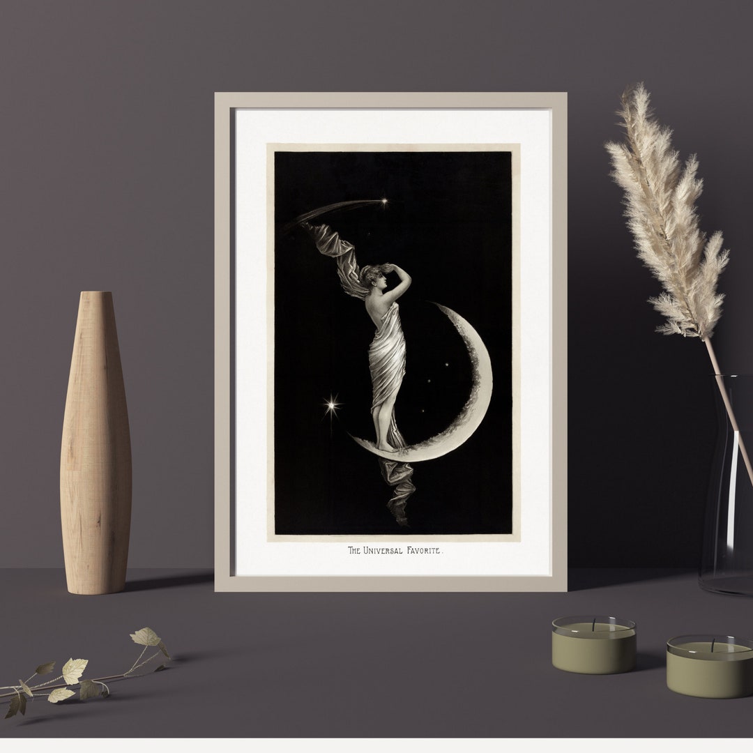 The Universal Favorite Digital Art Print Moon Lady on the Moon Wall Art ...