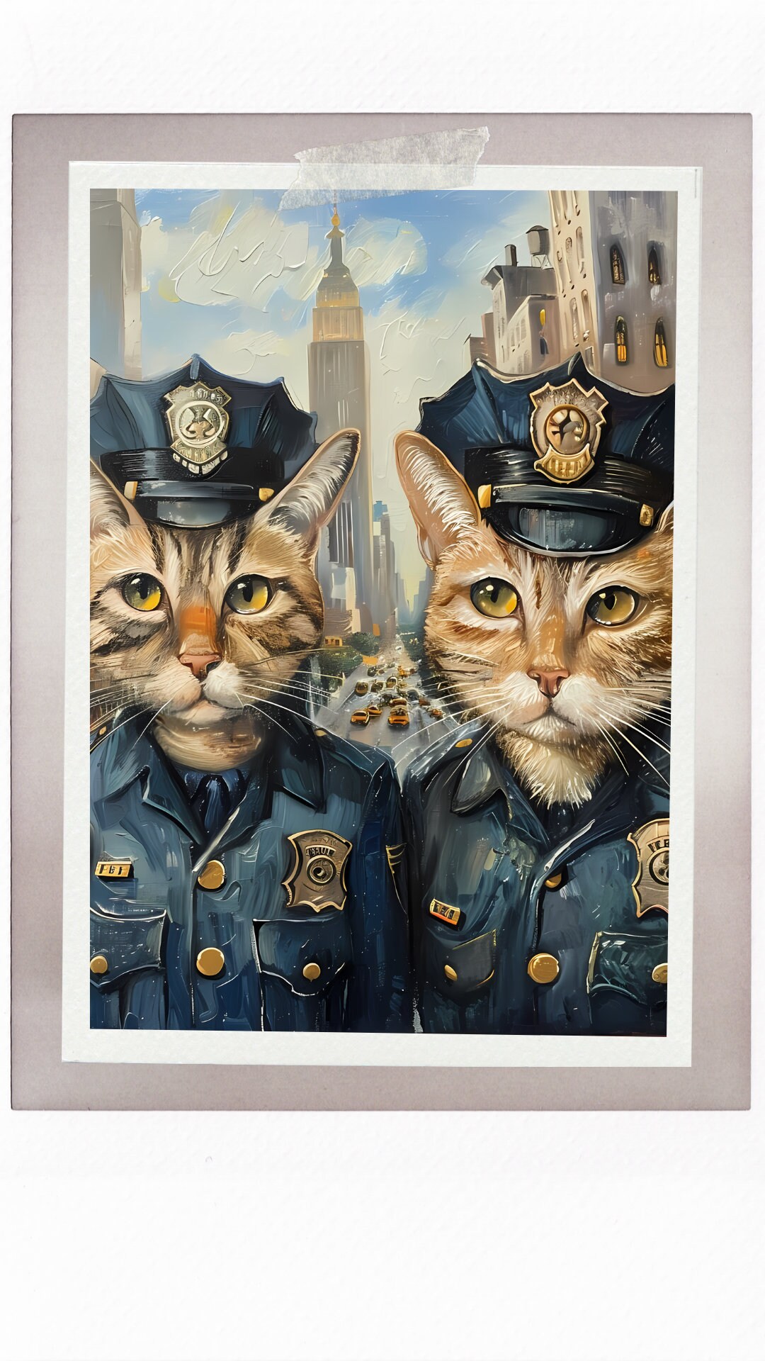 New York City Police Cats, Funny Cat Wall Art, Funny Animal Wall Art ...