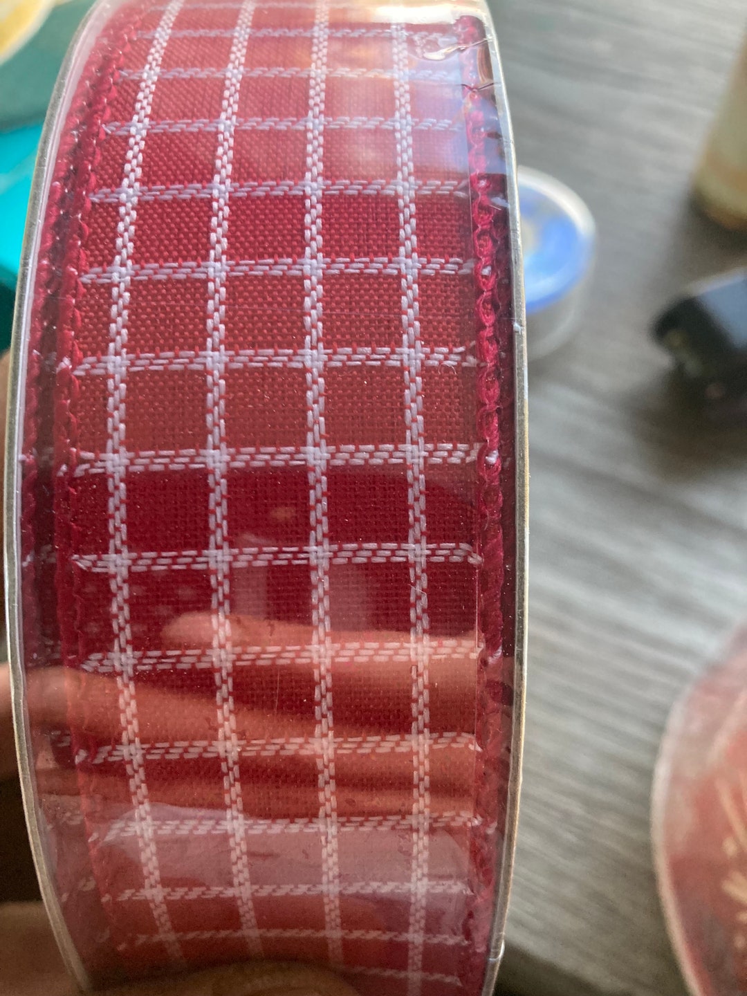 Red Checked Ribbon With Wire Edges - Etsy