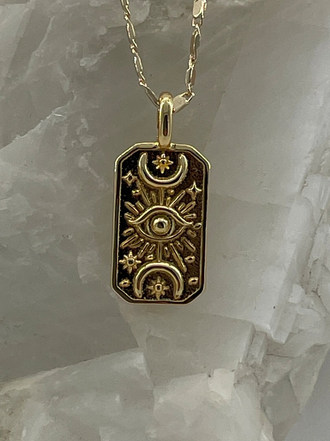 Gold Celestial Evil Eye Charm Necklace - Etsy