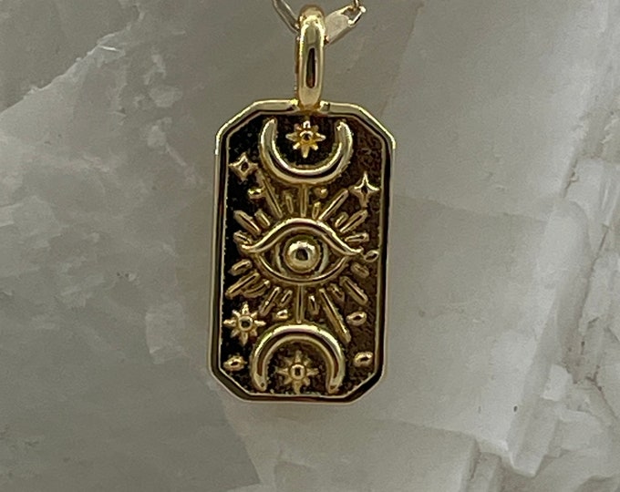 Gold Celestial Evil Eye Charm Necklace - Etsy