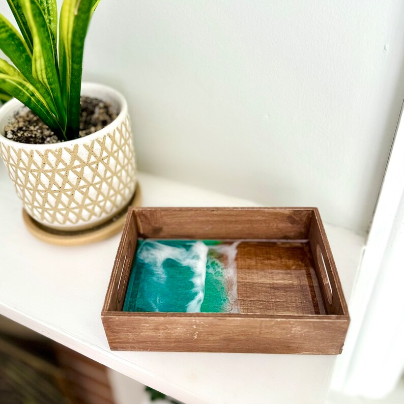 Wood Ocean Wave Mini Serving Tray Trinket Tray Jewelry Tray Jewelry ...