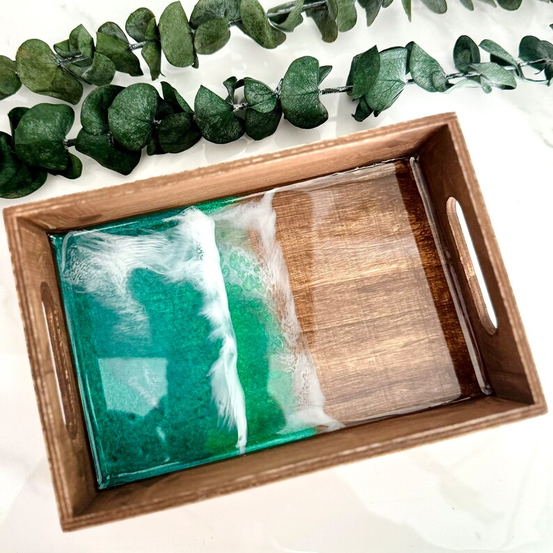 Wood Ocean Wave Mini Serving Tray Trinket Tray Jewelry Tray Jewelry ...